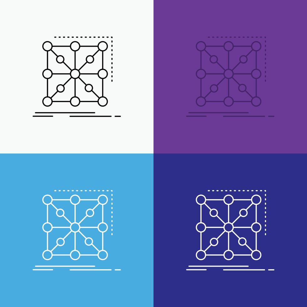 Data Framework App Cluster Complex Icon Over Various Background Line Style Design Designed