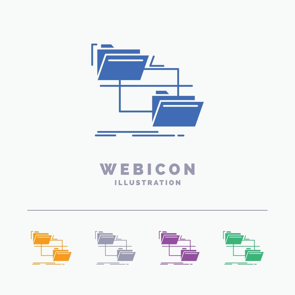 Folder File Management Move Copy 5 Color Glyph Web Icon Template Isolated On White Vector