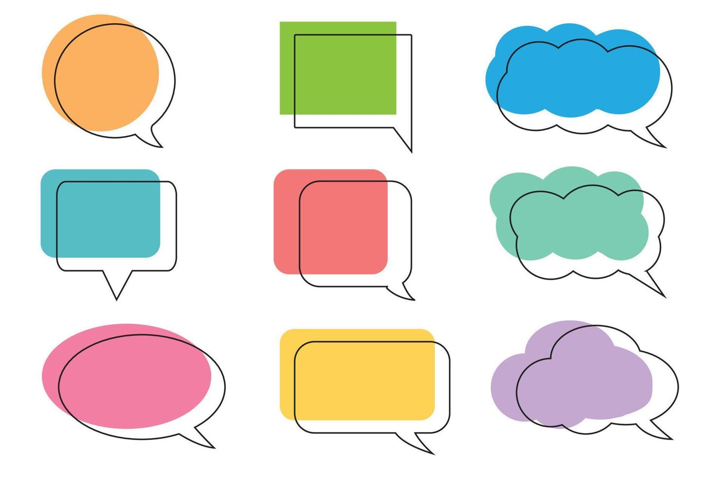 Colorful callout icons set isolated on white background, geometric ...