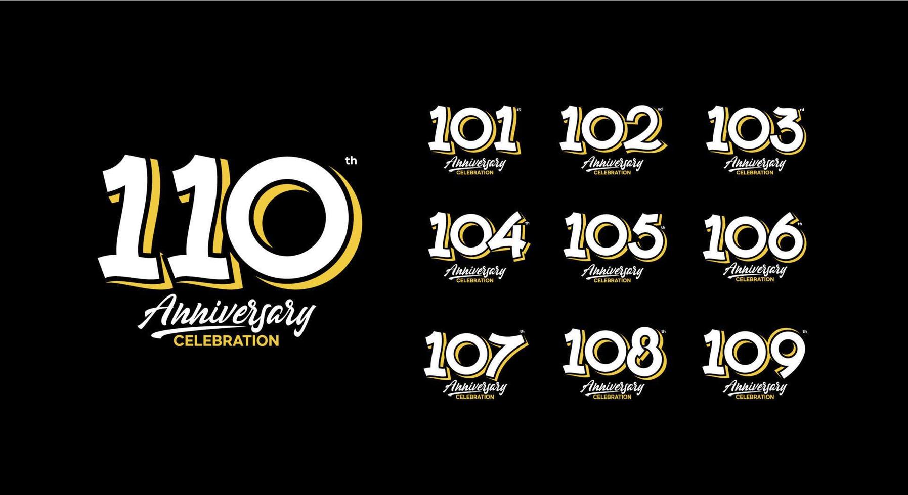 anniversary logotype set 101, 102, 103, 104, 105, 106, 107, 108, 109, 110 12919071 Vector Art at ...