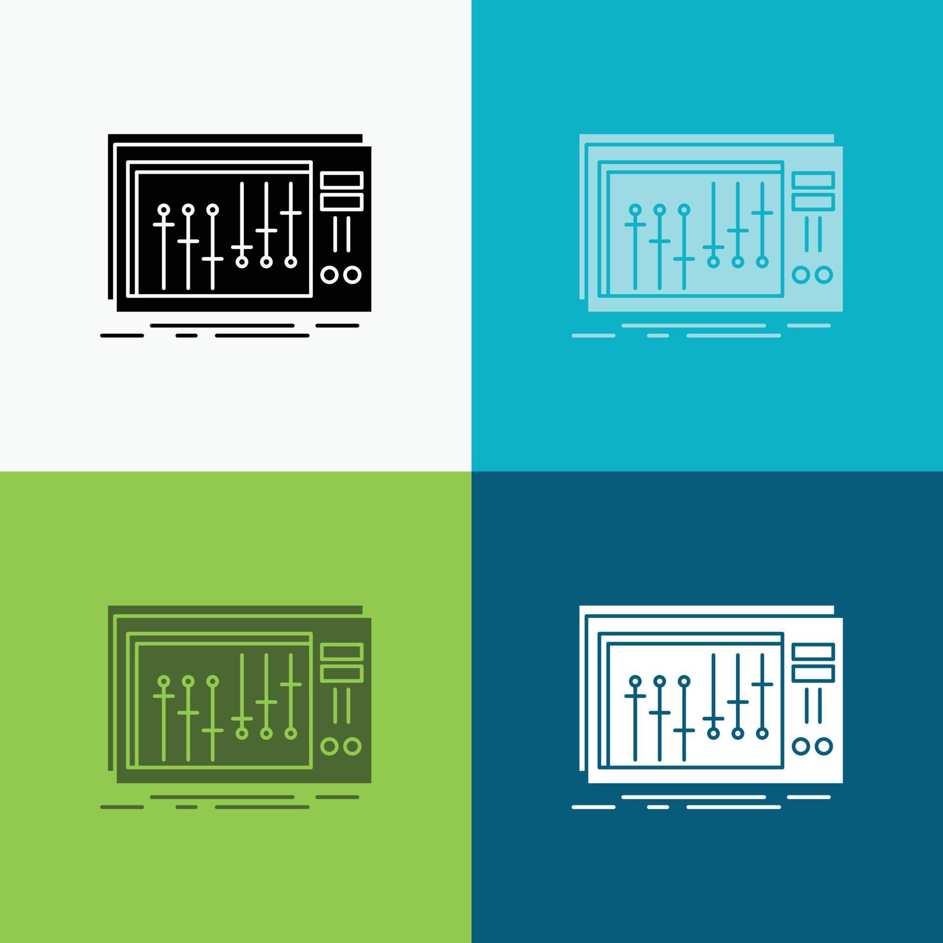 Console. dj. mixer. music. studio Icon Over Various Background. glyph style design. designed for ...