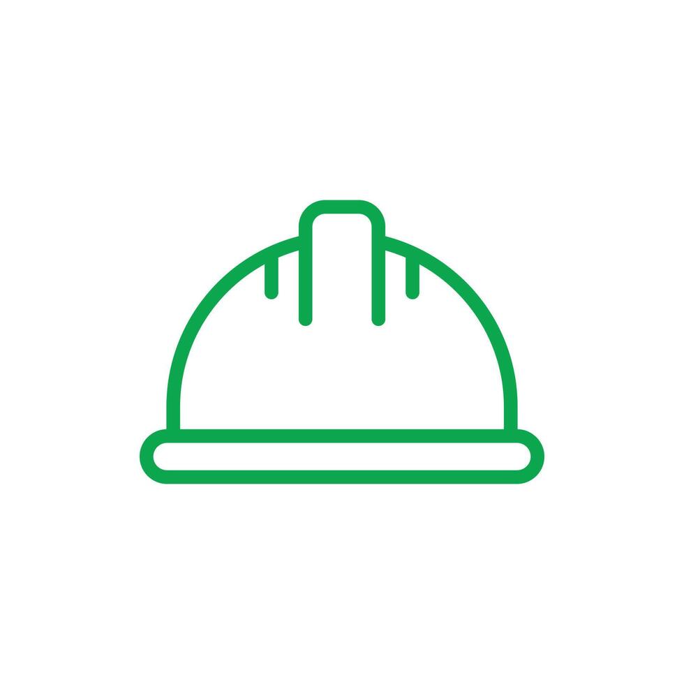eps10 green vector Builder safety helmet line icon isolated on white ...