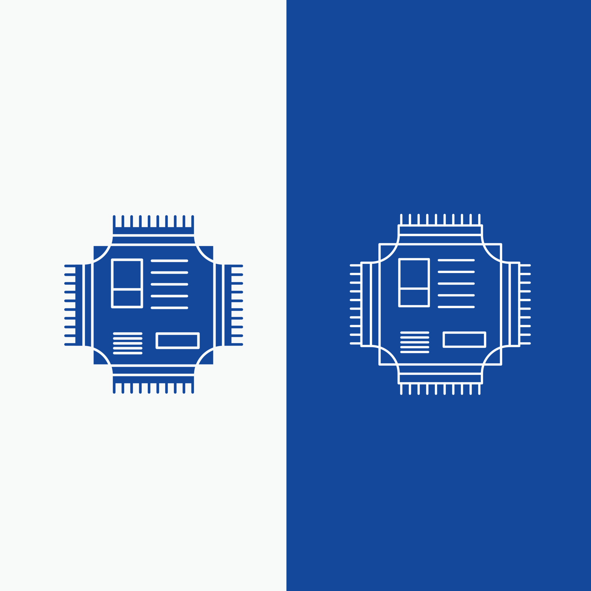 Chip Cpu Microchip Processor Technology Line And Glyph Web Button In Blue Color Vertical