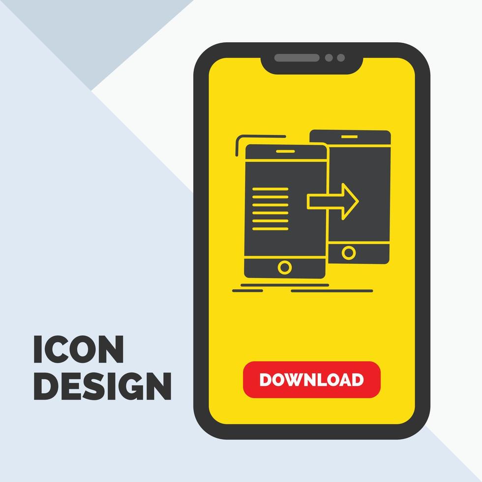 Data Sharing Sync Synchronization Syncing Glyph Icon In Mobile For Download Page Yellow