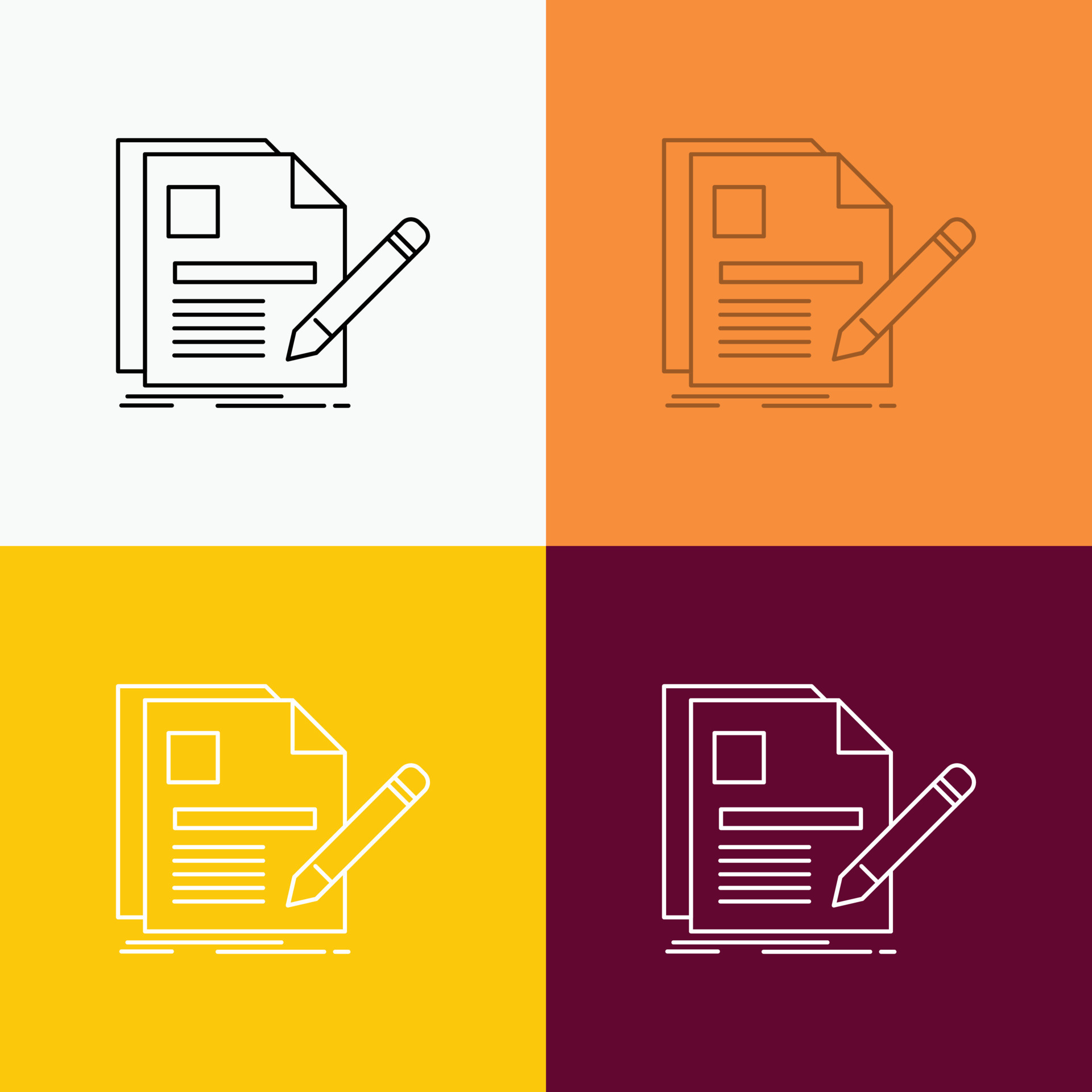 document. file. page. pen. Resume Icon Over Various Background. Line style design. designed for ...
