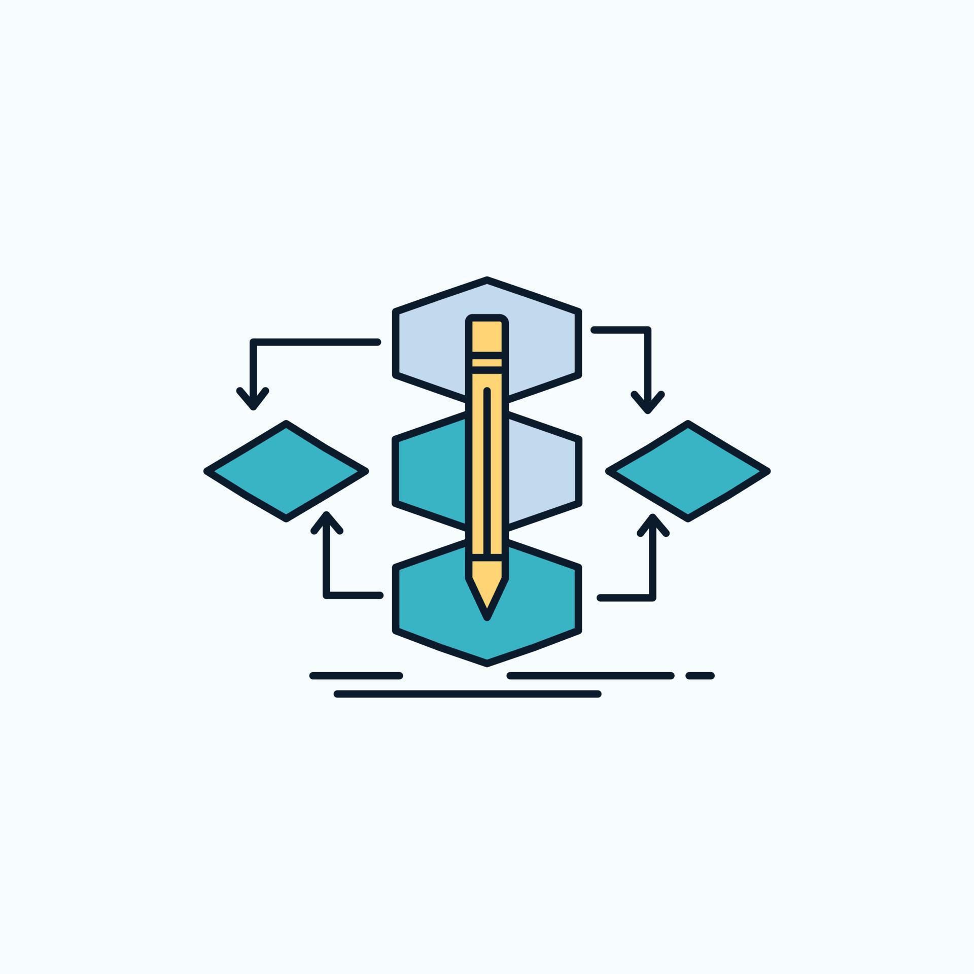 Algorithm. design. method. model. process Flat Icon. green and Yellow sign and symbols for ...