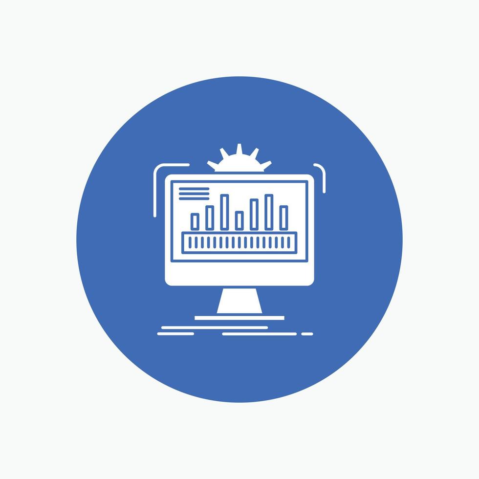 Dashboard Admin Monitor Monitoring Processing White Glyph Icon In Circle Vector Button