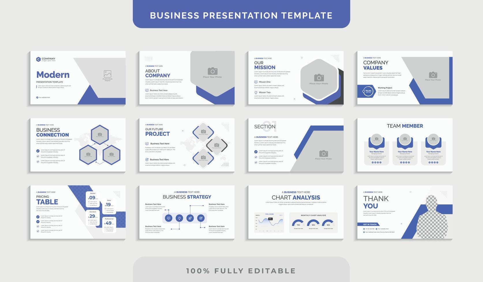 Creative business presentation slides template design set 12920080 ... Creative business presentation slides template design set 12920080 ...