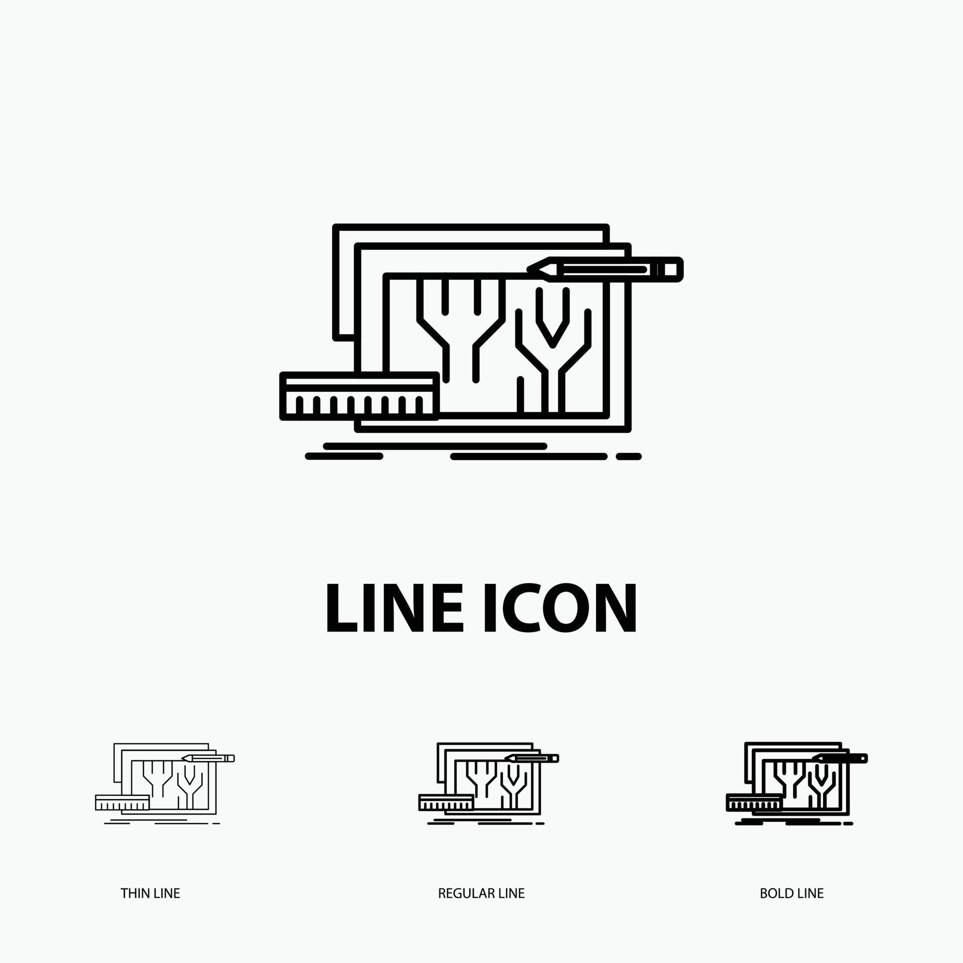 Architecture Blueprint Circuit Design Engineering Icon In Thin Regular And Bold Line Style