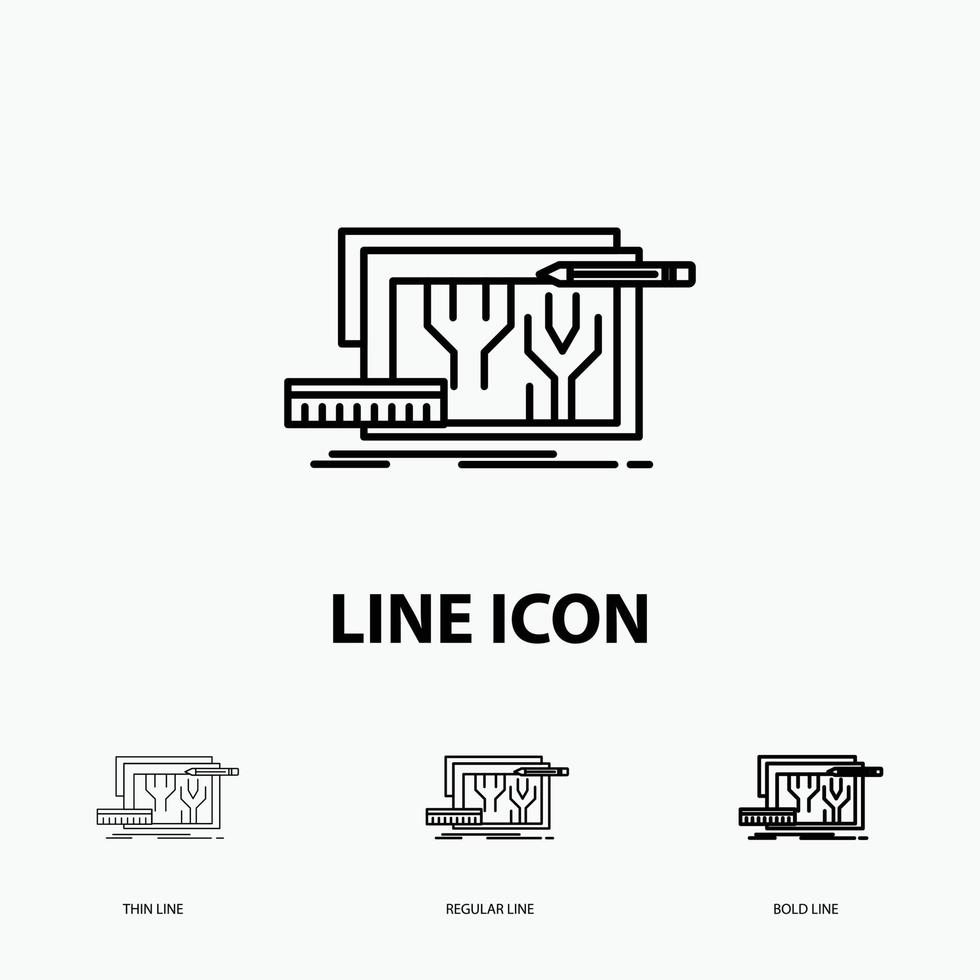 Architecture Blueprint Circuit Design Engineering Icon In Thin Regular And Bold Line Style