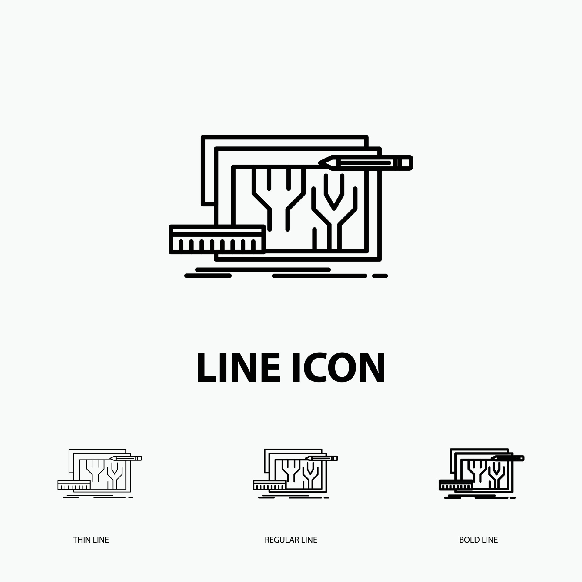 Architecture Blueprint Circuit Design Engineering Icon In Thin Regular And Bold Line Style