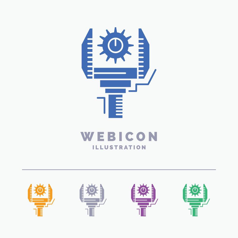Automation Industry Machine Production Robotics 5 Color Glyph Web Icon Template Isolated On