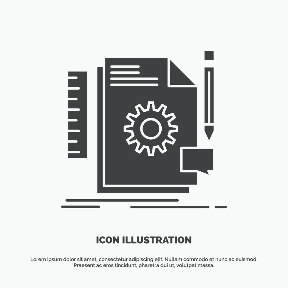 Creative. design. develop. feedback. support Icon. glyph vector gray symbol for UI and UX ...