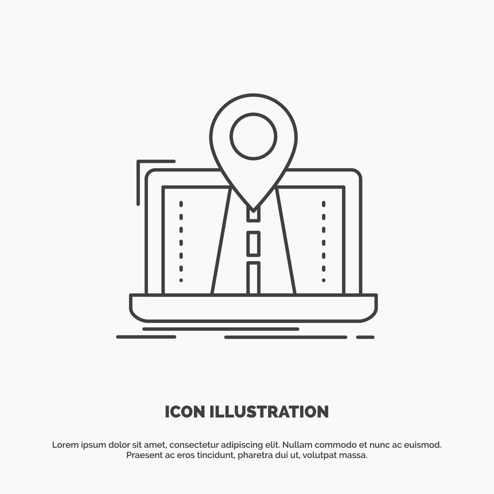 Navigation Map System Gps Route Icon Line Vector Gray Symbol For Ui And Ux Website Or