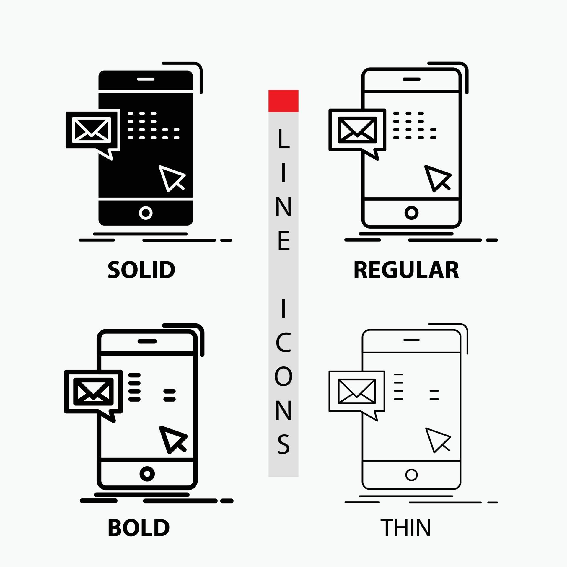 Bulk Dialog Instant Mail Message Icon In Thin Regular Bold Line And Glyph Style Vector