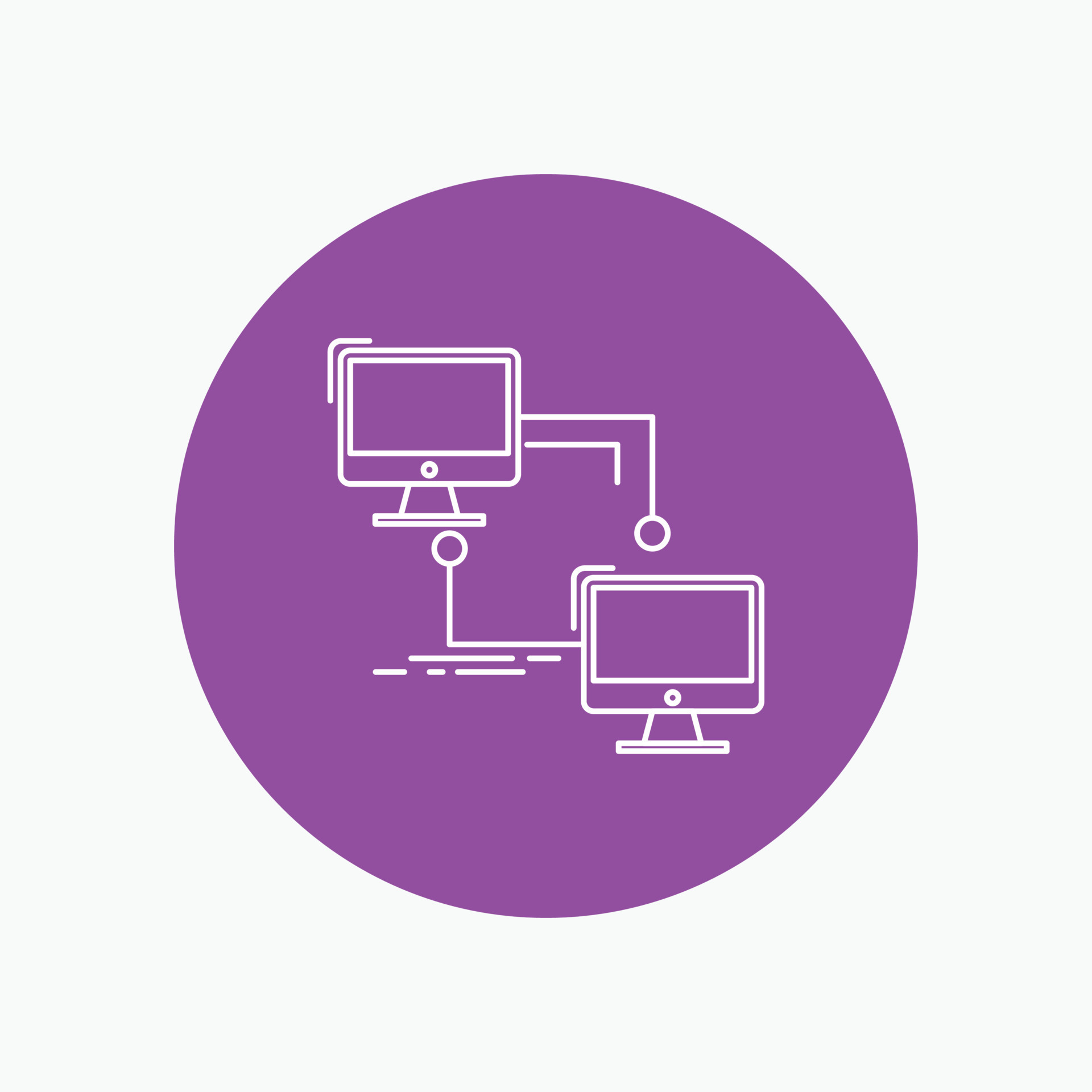 local. lan. connection. sync. computer White Line Icon in Circle background. vector icon ...