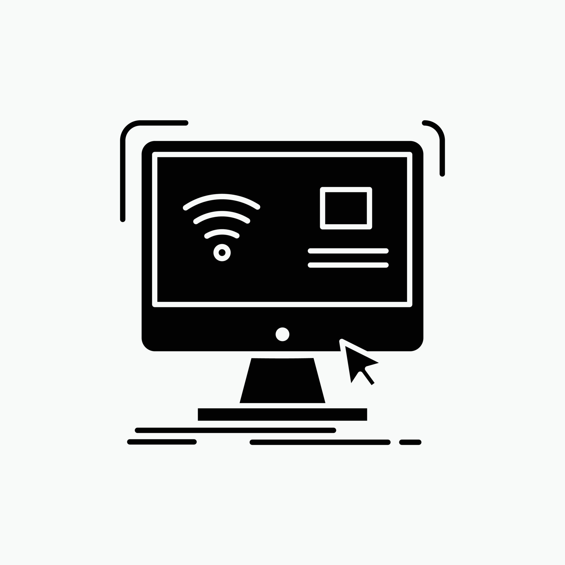Control Computer Monitor Remote Smart Glyph Icon Vector Isolated