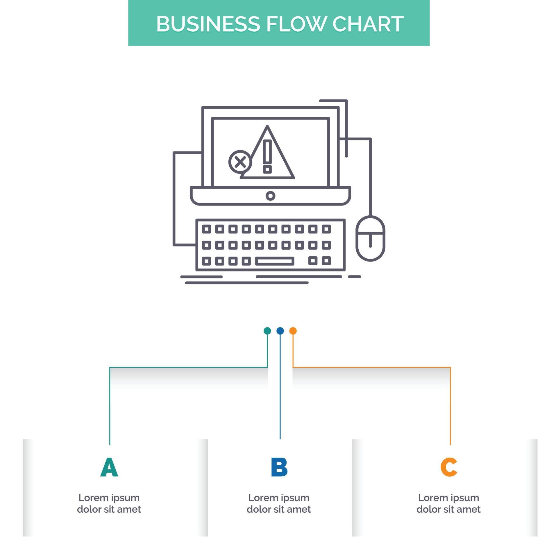 Computer. crash. error. failure. system Business Flow Chart Design with 3 Steps. Line Icon For ...
