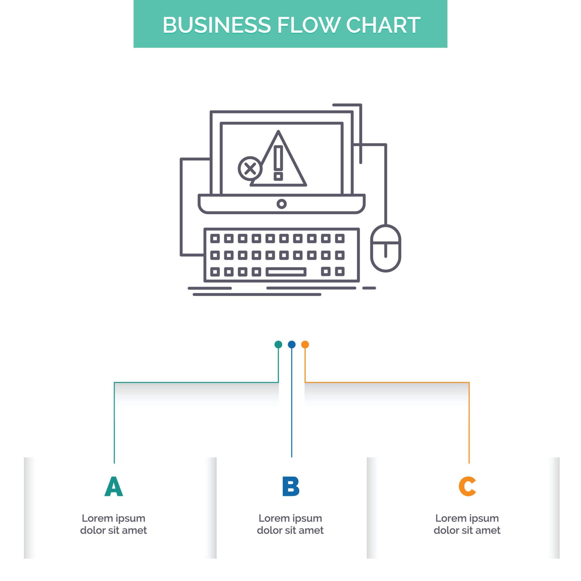 Computer. crash. error. failure. system Business Flow Chart Design with 3 Steps. Line Icon For ...