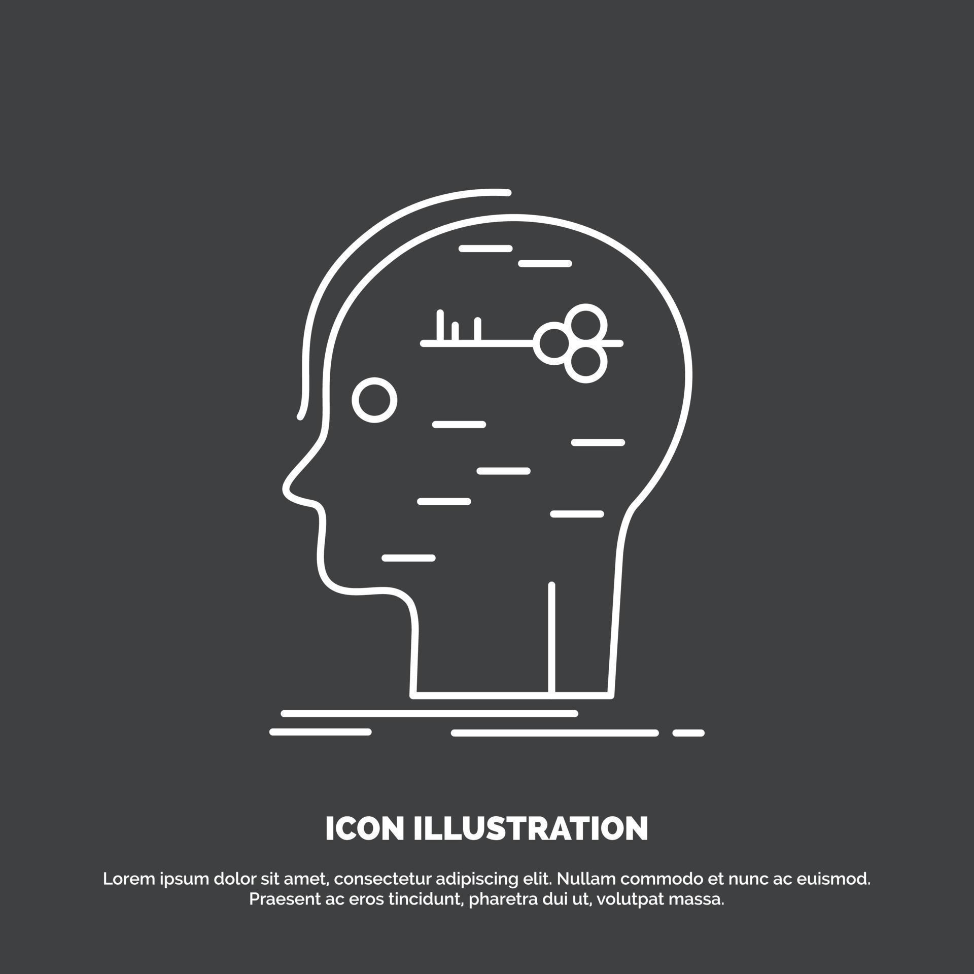 Brain Hack Hacking Key Mind Icon Line Vector Symbol For Ui And Ux