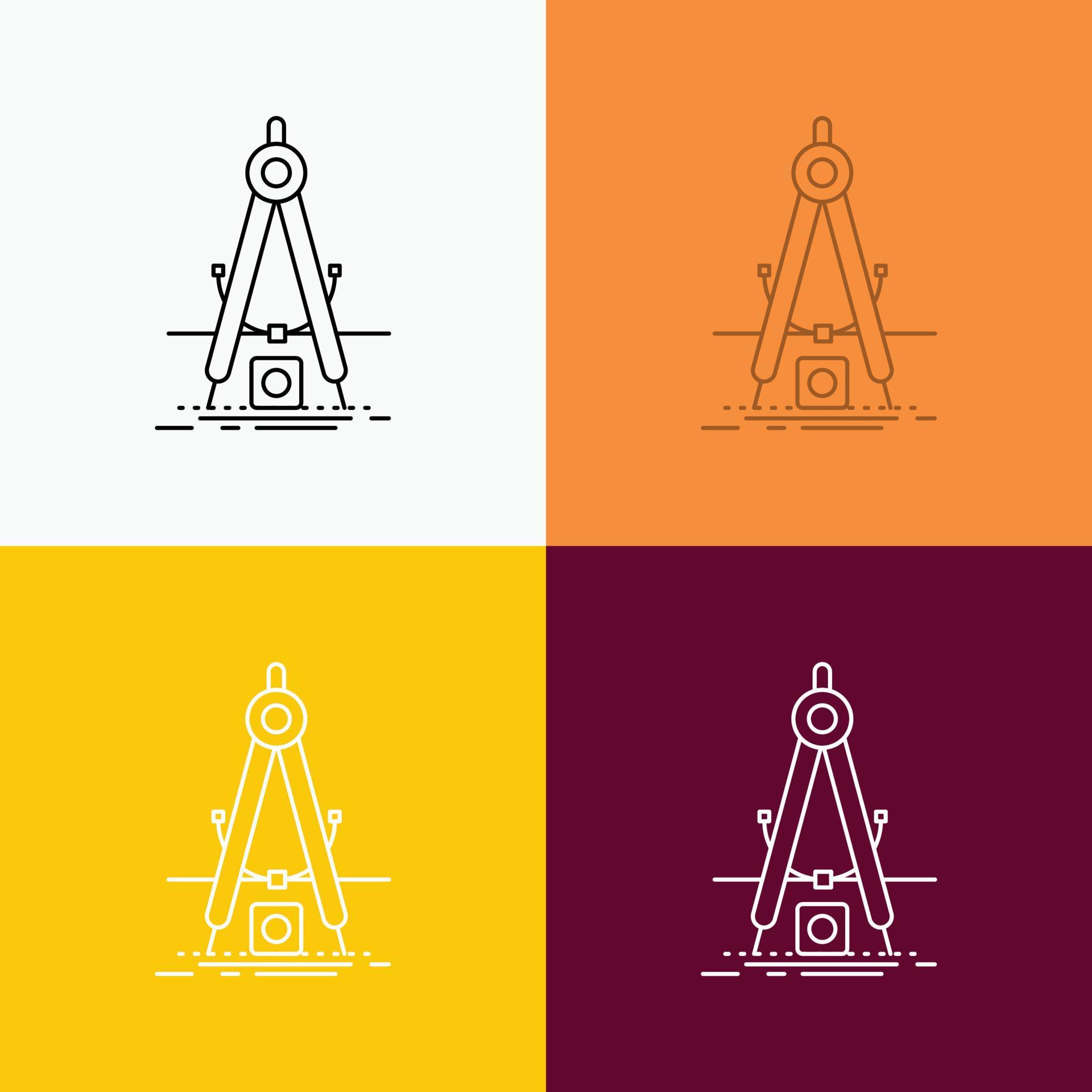 Design. measure. product. refinement. Development Icon Over Various Background. Line style ...