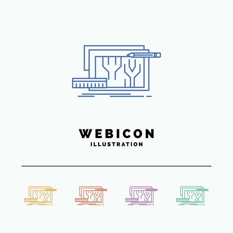 Architecture Blueprint Circuit Design Engineering 5 Color Line Web