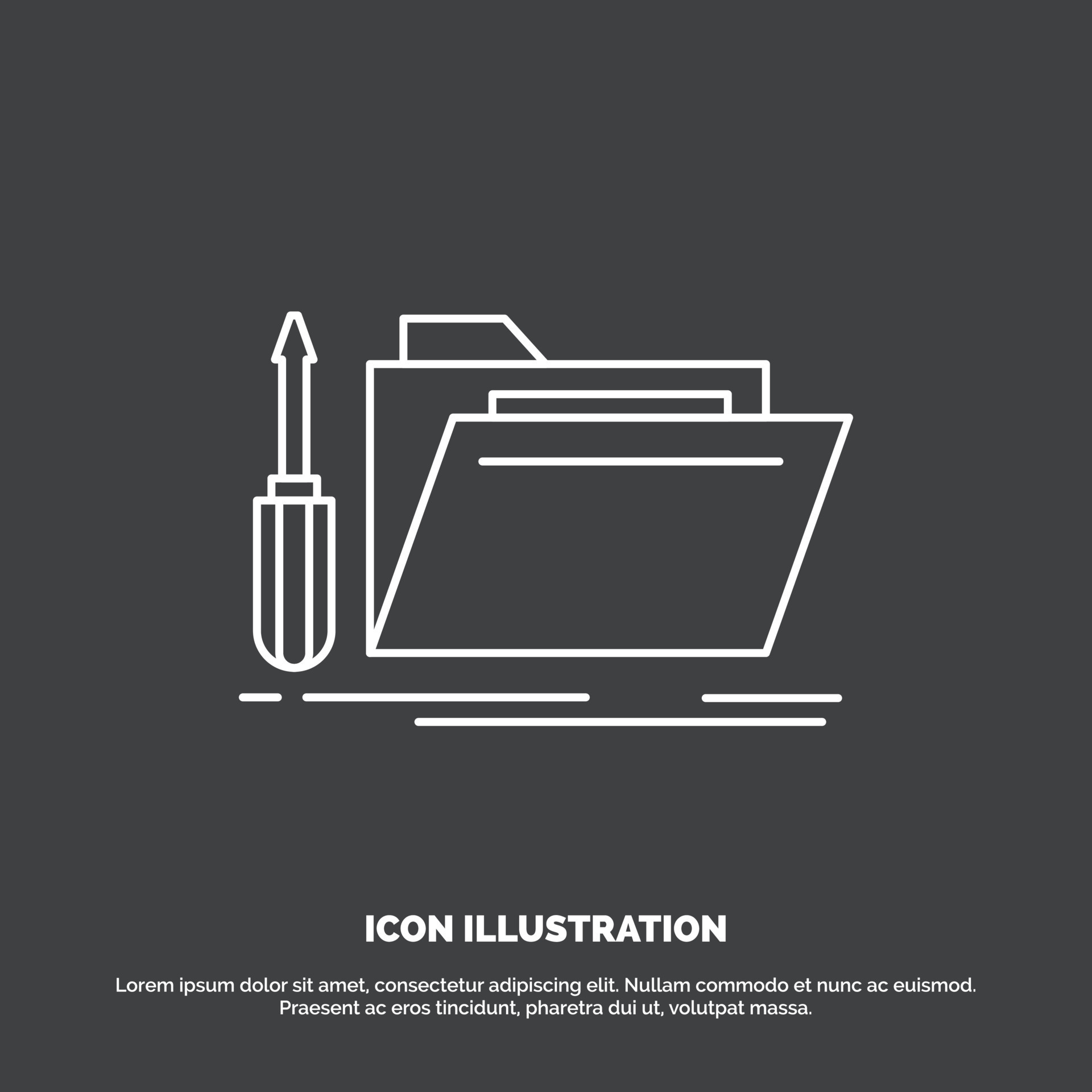 folder. tool. repair. resource. service Icon. Line vector symbol for UI ...
