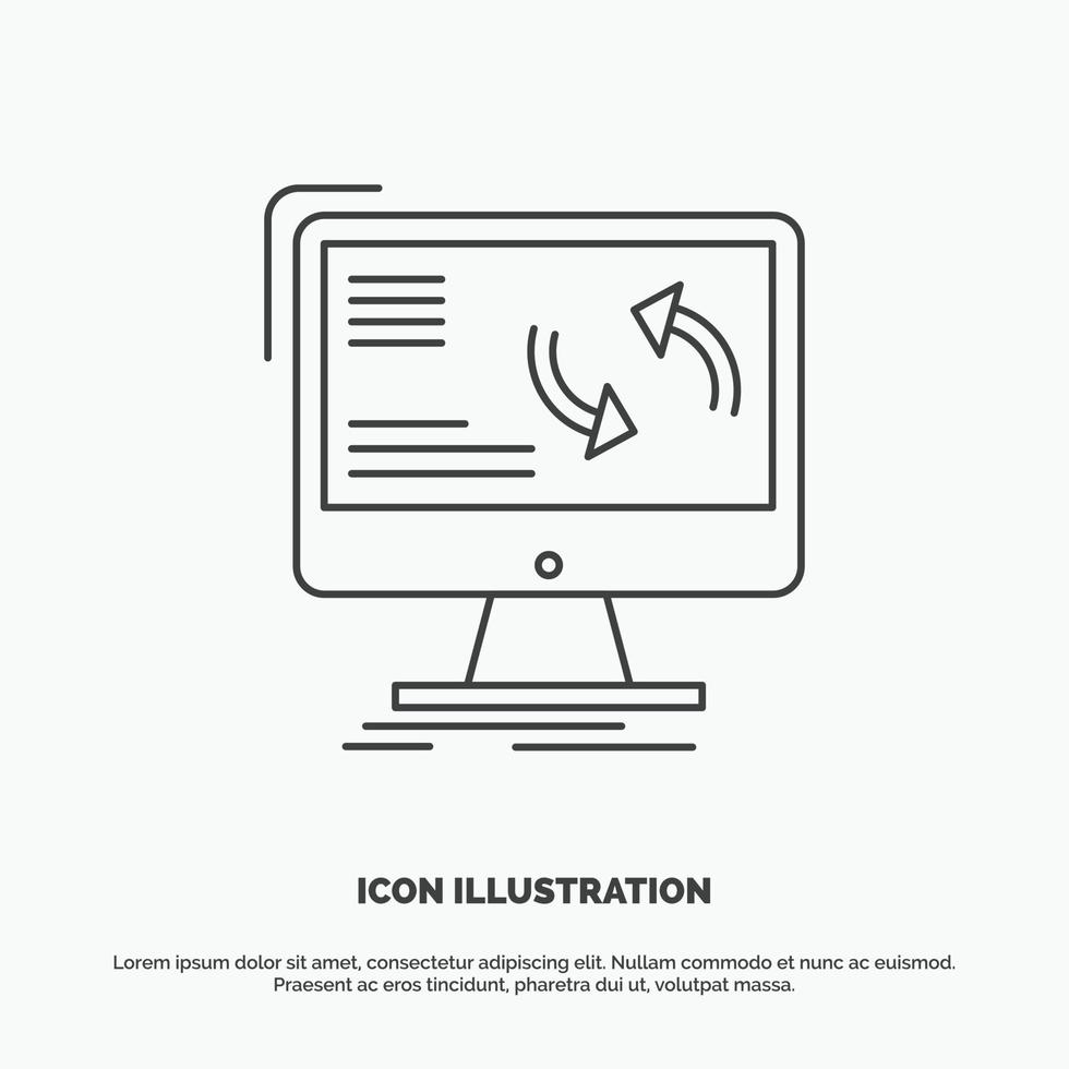 Synchronization Sync Information Data Computer Icon Line Vector Gray Symbol For Ui And Ux