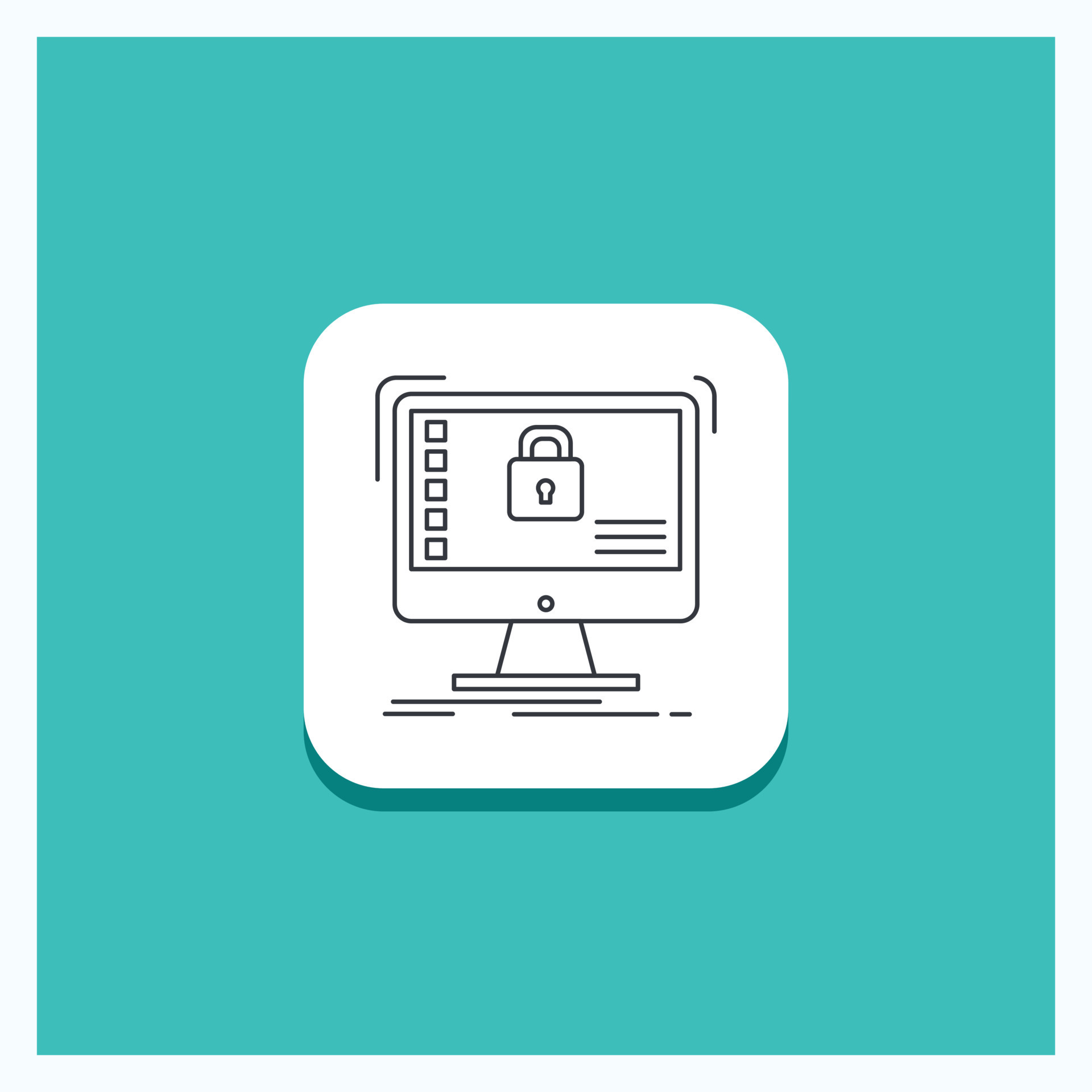 Round Button For Secure Protection Safe System Data Line Icon