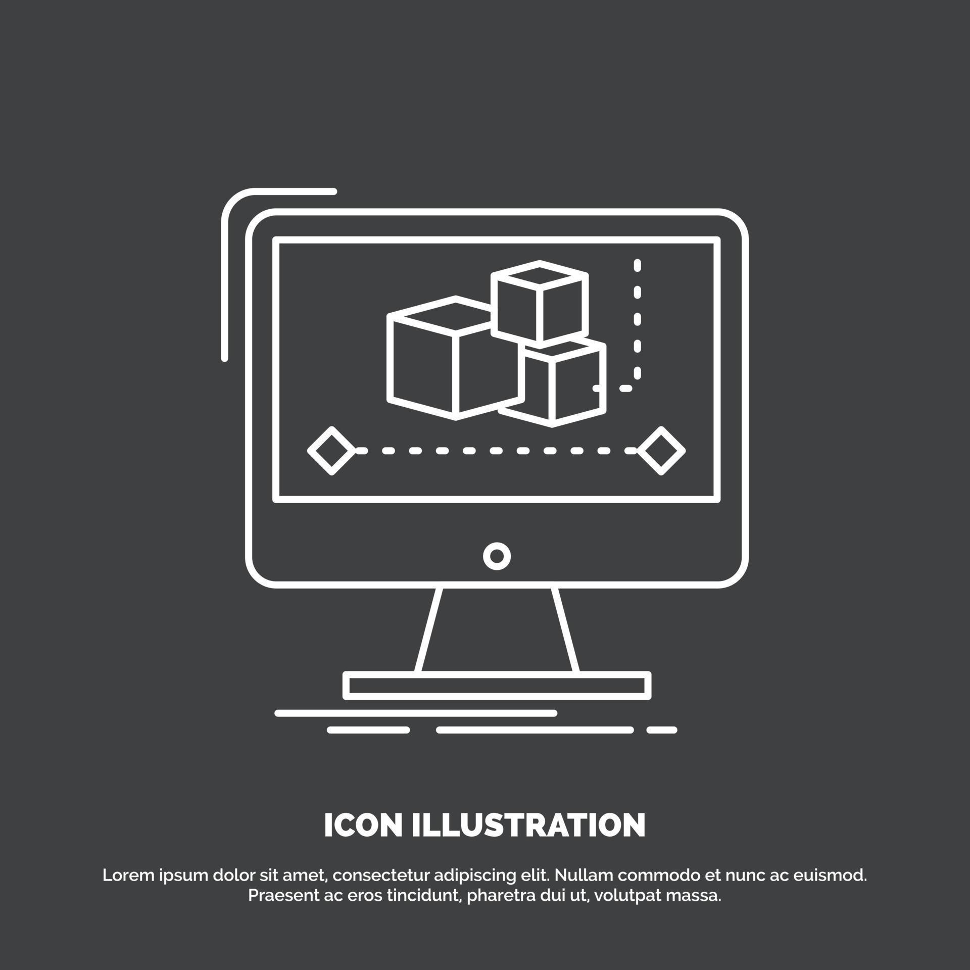 Animation Computer Editor Monitor Software Icon Line Vector Symbol For Ui And Ux Website