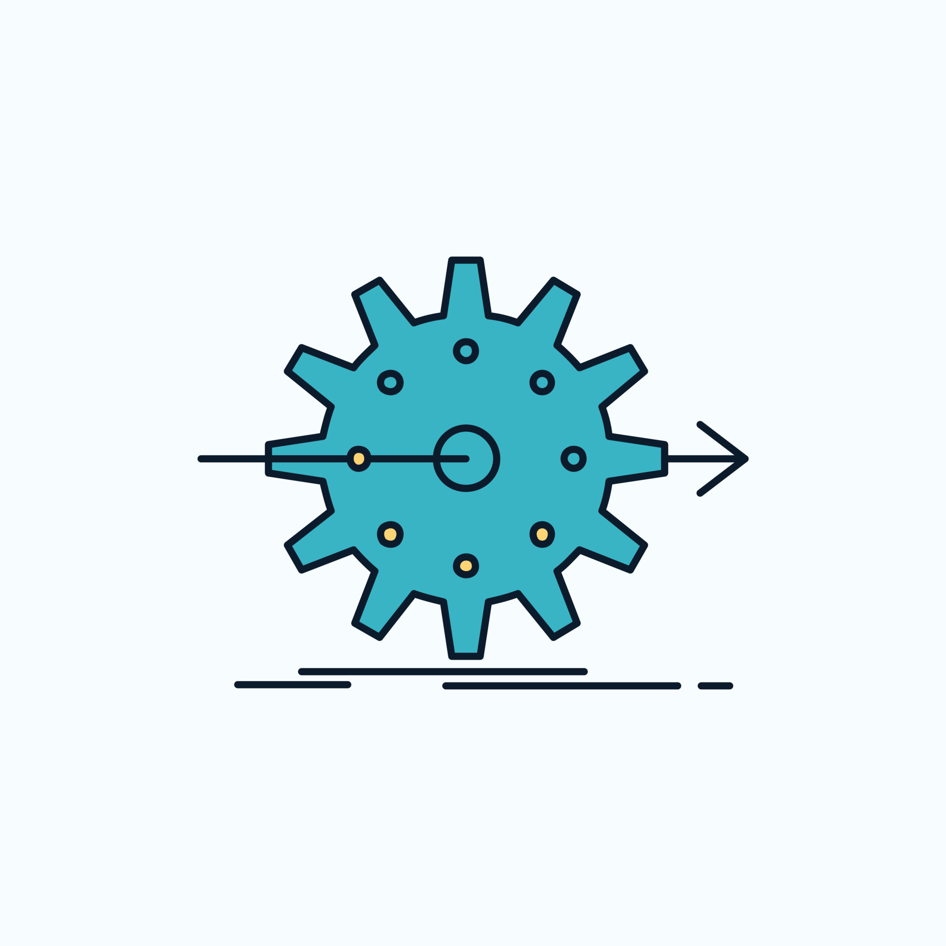 Performance Progress Work Setting Gear Flat Icon Green And Yellow