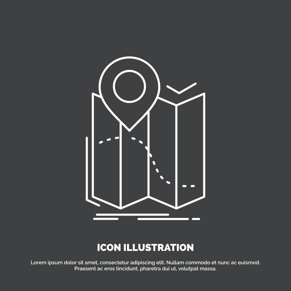 Gps Location Map Navigation Route Icon Line Vector Symbol For Ui