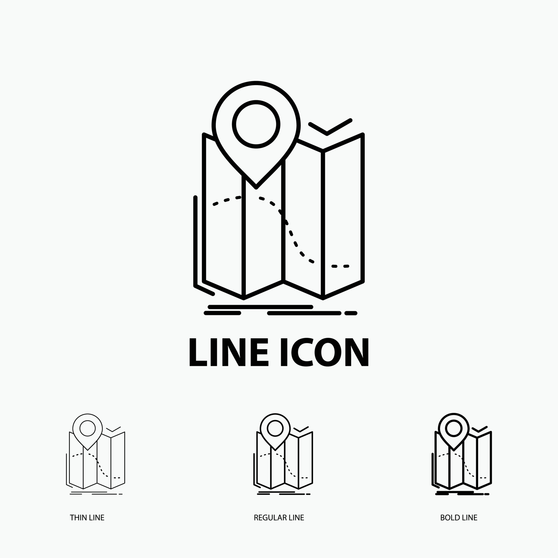 Gps Location Map Navigation Route Icon In Thin Regular And Bold