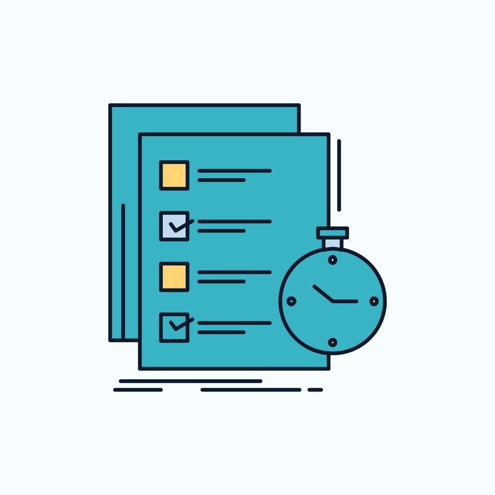 todo. task. list. check. time Flat Icon. green and Yellow sign and symbols for website and ...