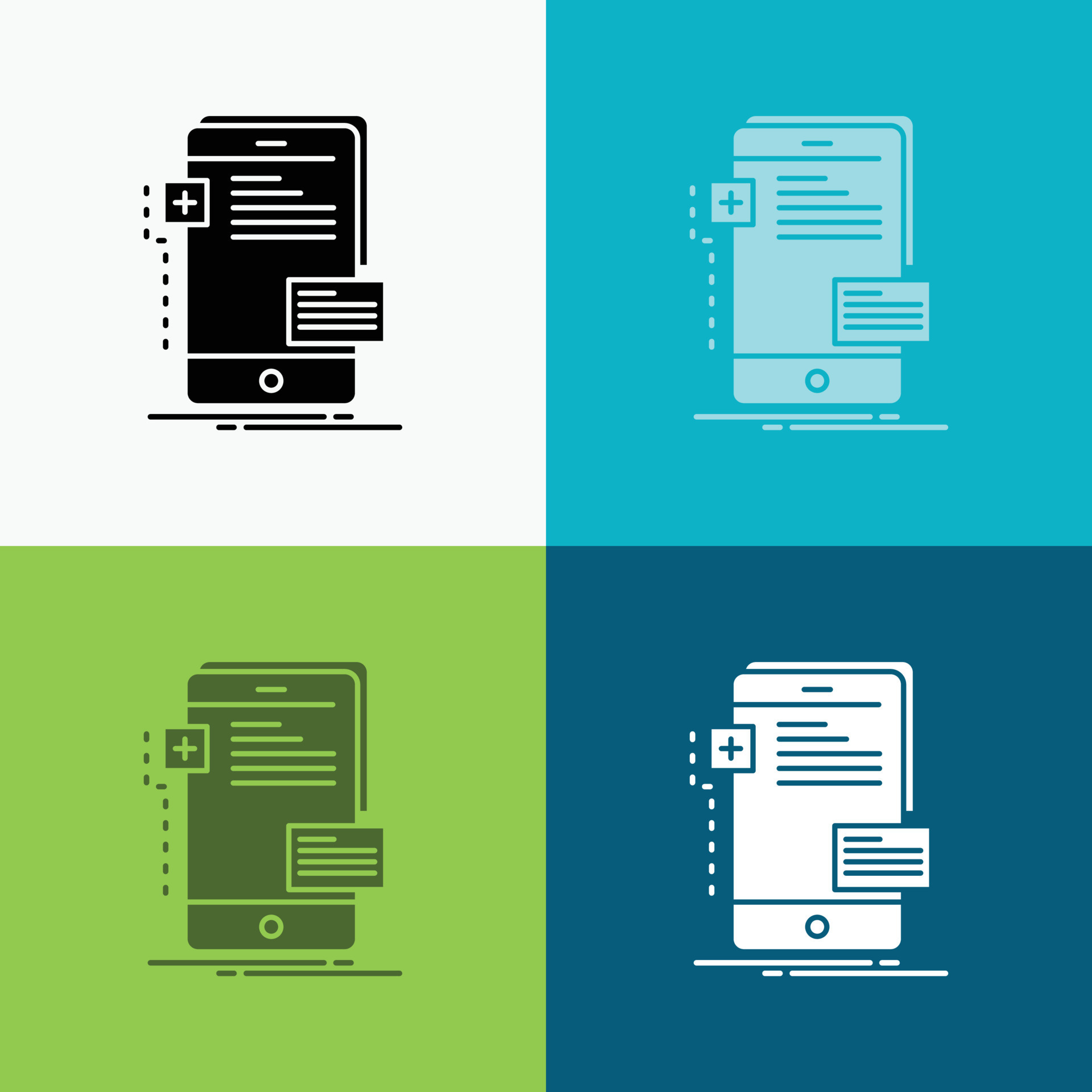 frontend. interface. mobile. phone. developer Icon Over Various Background. glyph style design ...