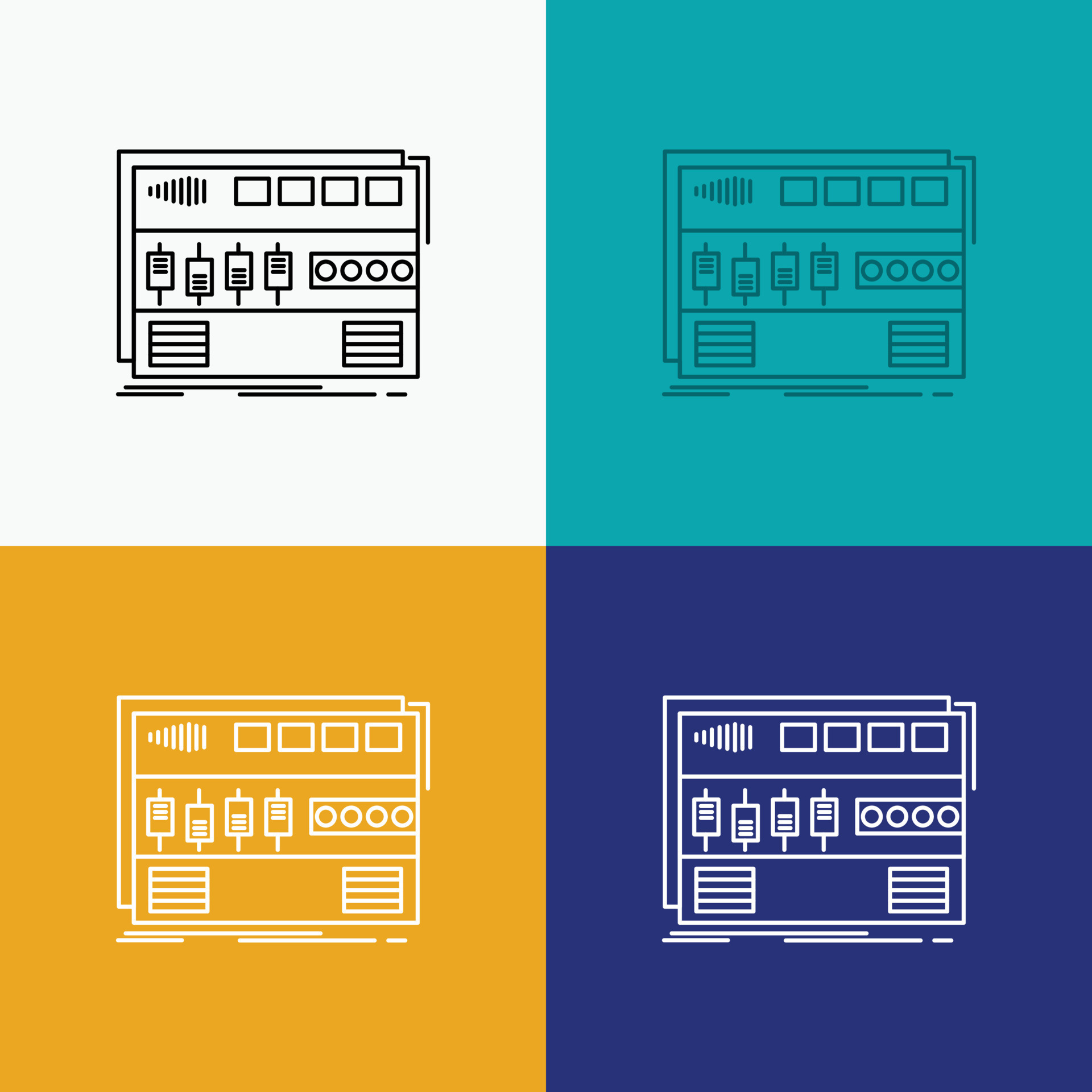 Audio. mastering. module. rackmount. sound Icon Over Various Background. Line style design ...