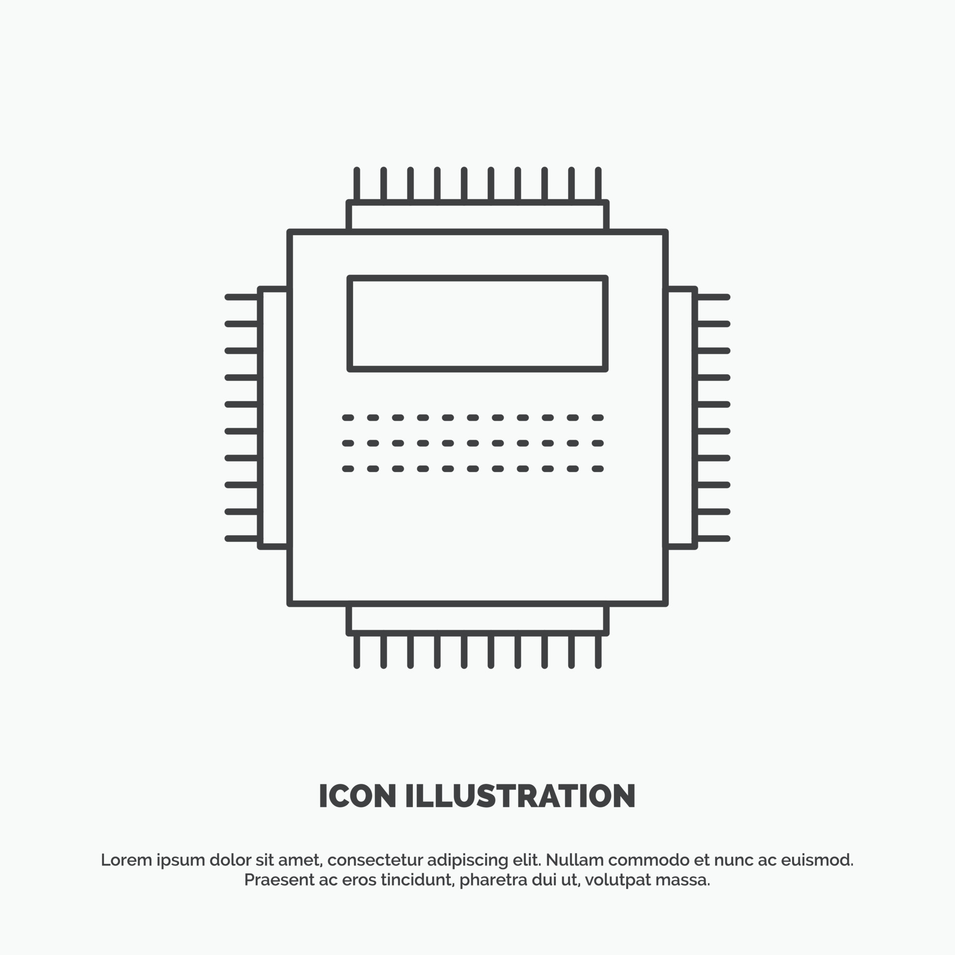 Processor Hardware Computer Pc Technology Icon Line Vector Gray