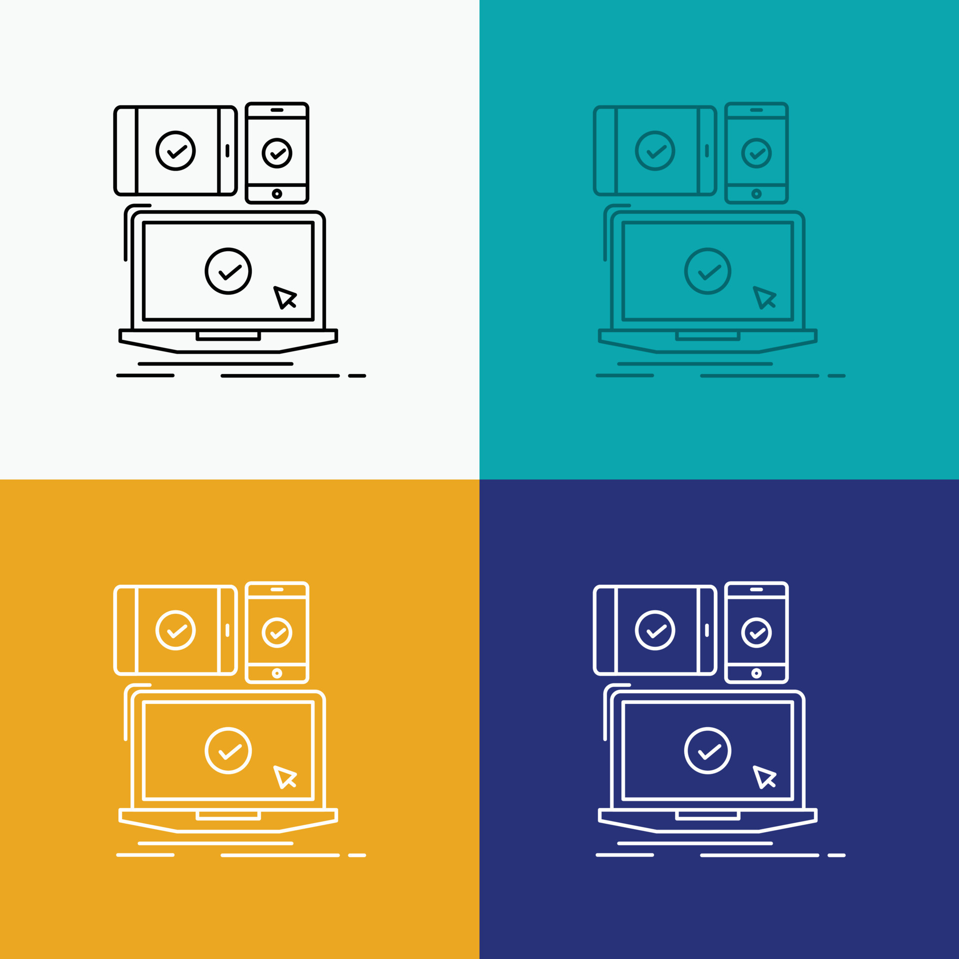 Computer Devices Mobile Responsive Technology Icon Over Various