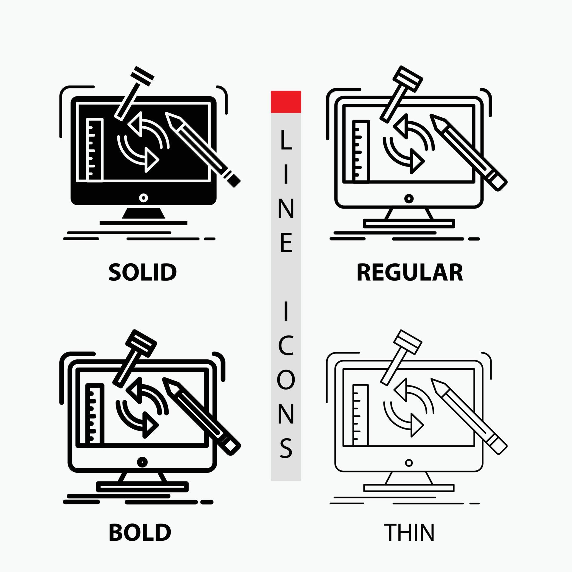 Engineering Project Tools Workshop Processing Icon In Thin Regular Bold Line And Glyph