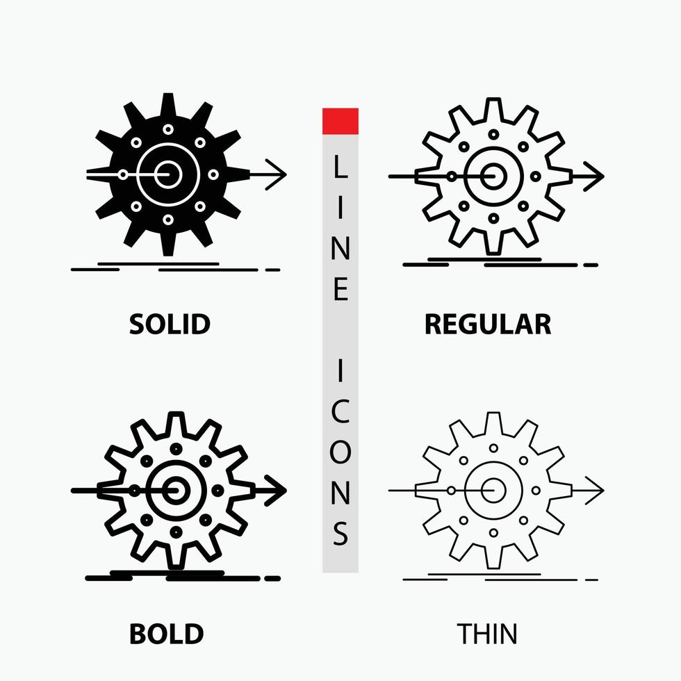Performance Progress Work Setting Gear Icon In Thin Regular Bold