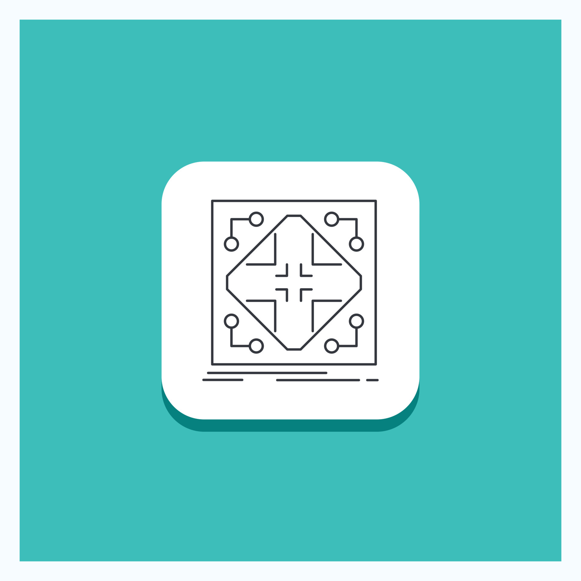 Round Button For Data Infrastructure Network Matrix Grid Line Icon