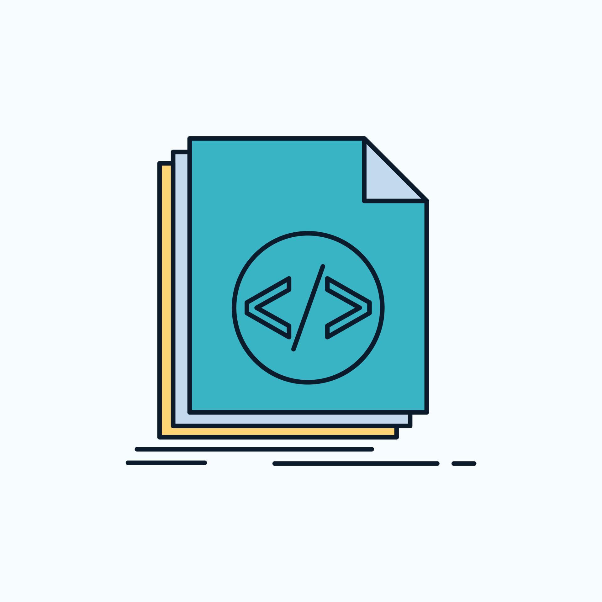 Code Coding File Programming Script Flat Icon Green And Yellow Sign And Symbols For Website