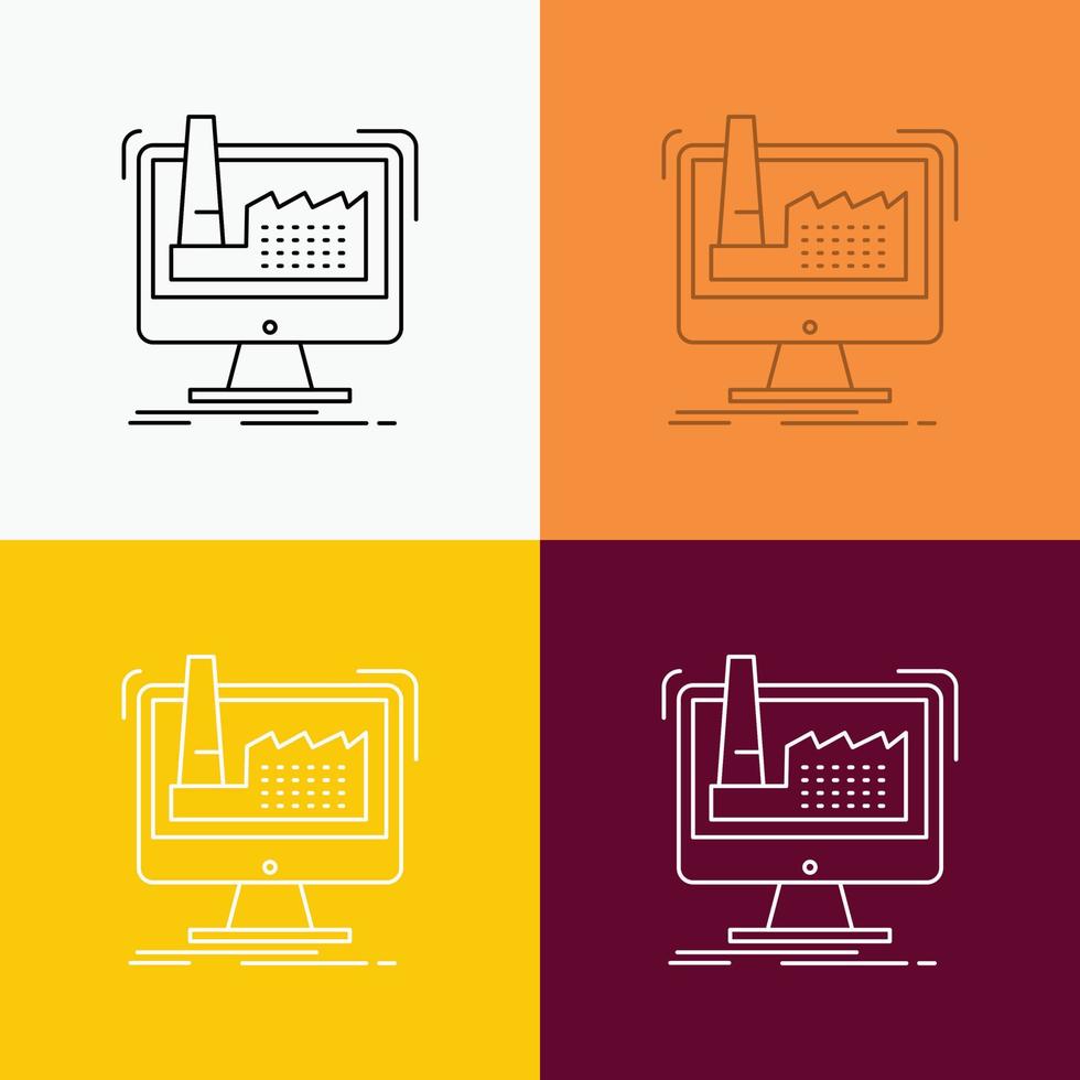 digital. factory. manufacturing. production. product Icon Over Various ...