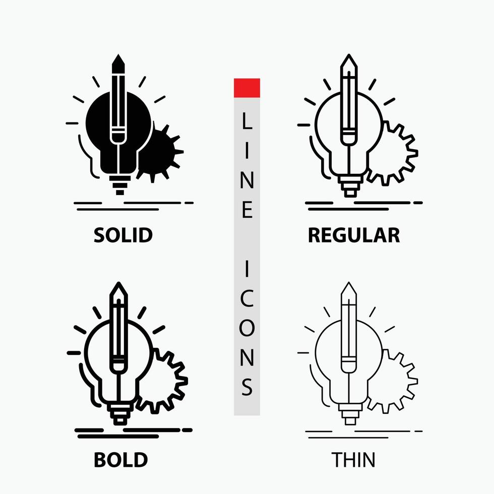 Idea. insight. key. lamp. lightbulb Icon in Thin. Regular. Bold Line and Glyph Style. Vector ...