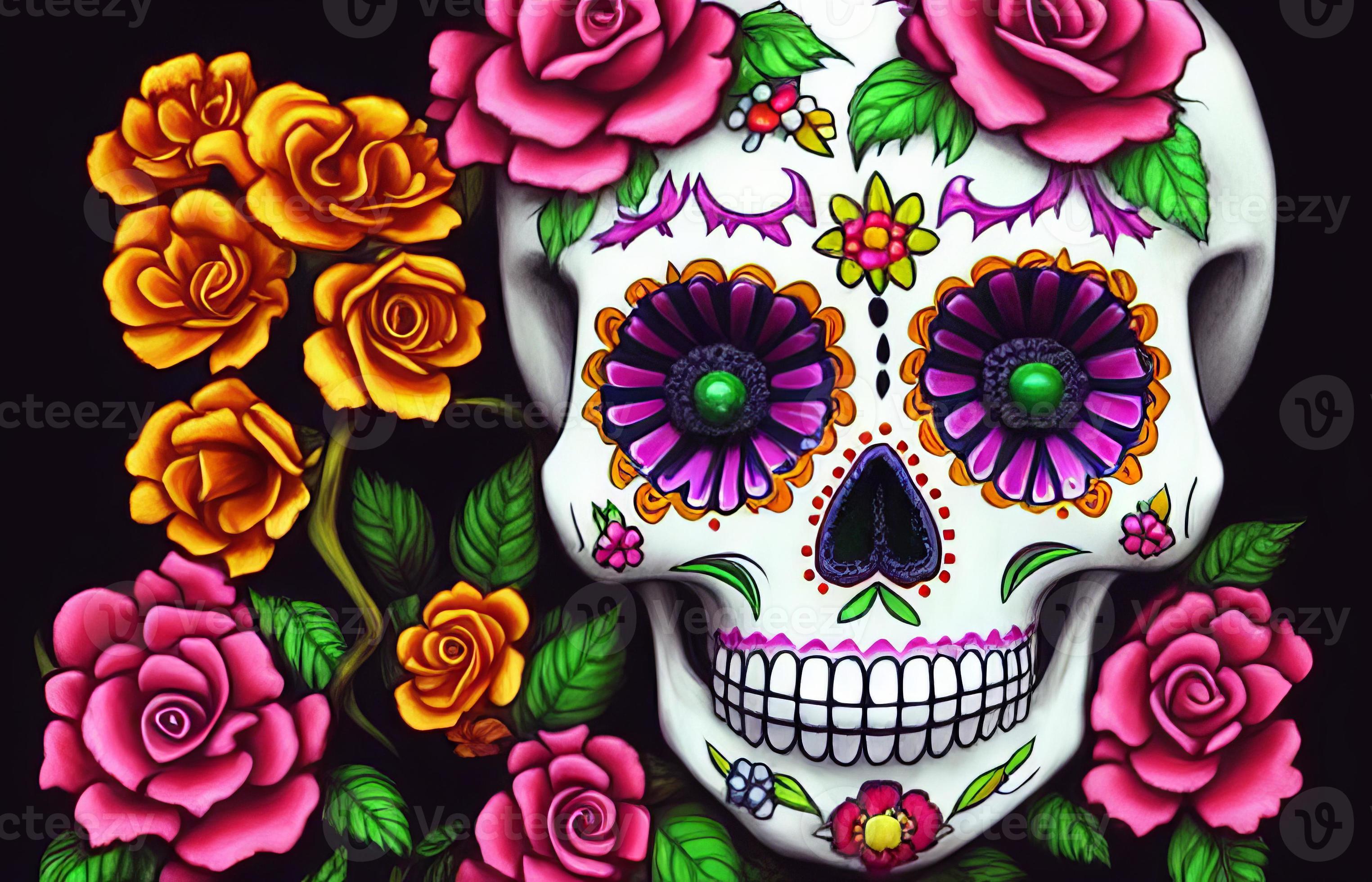 Dia De Los Muertos Traditional Calavera Sugar Skull Decorated With