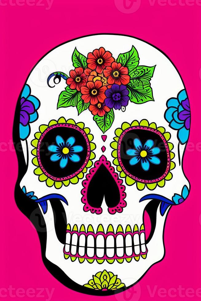 Dia de los muertos traditional calavera sugar skull decorated with ...