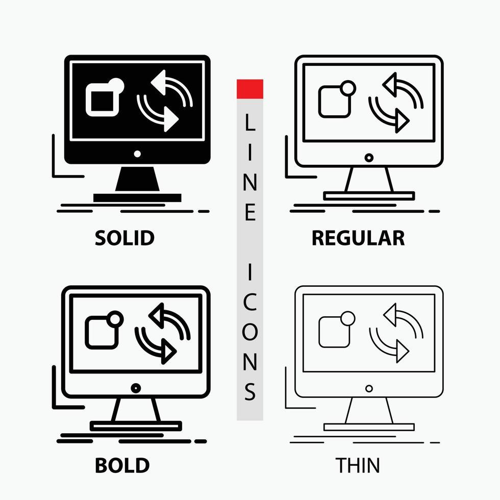 update. app. application. install. sync Icon in Thin. Regular. Bold Line and Glyph Style. Vector ...