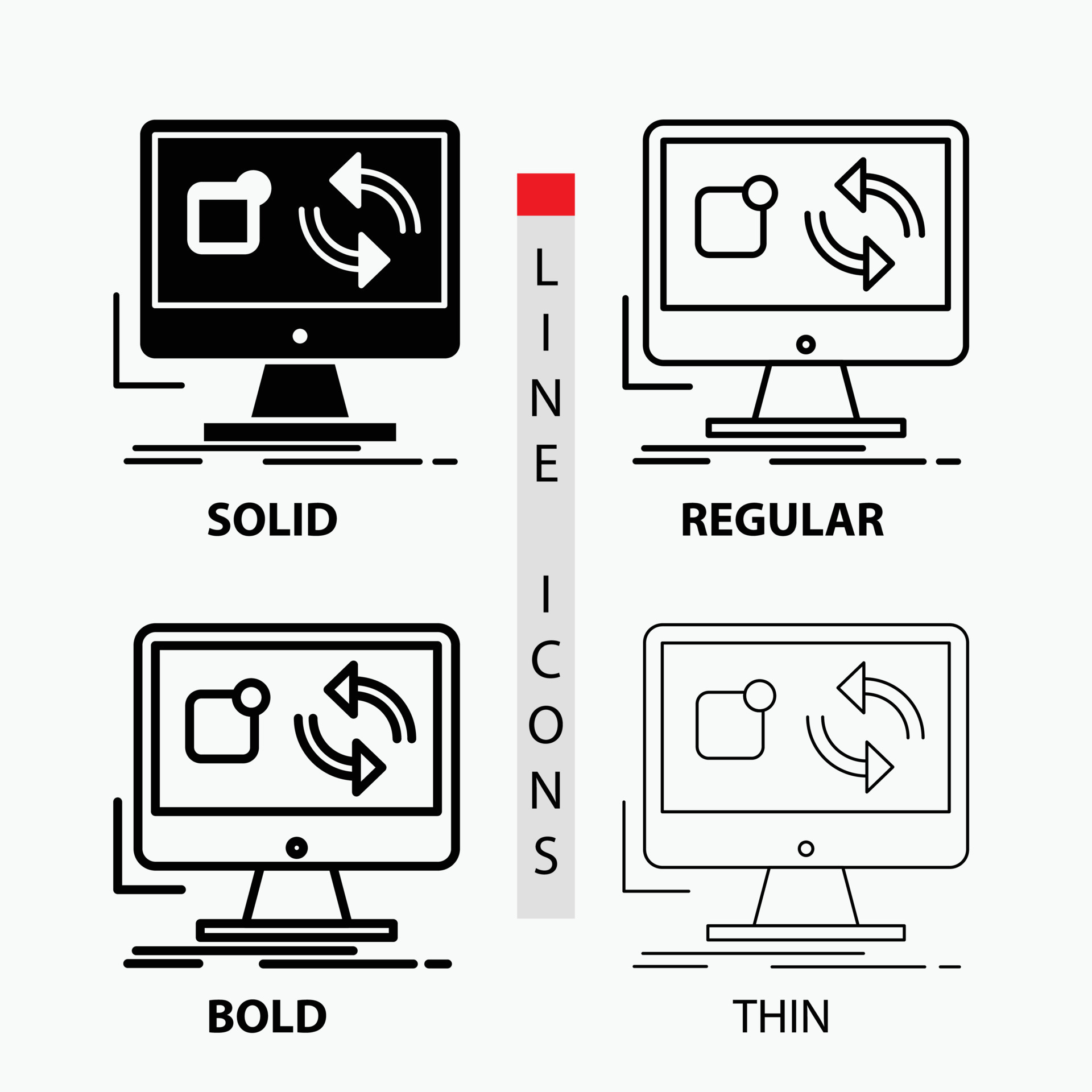 Update App Application Install Sync Icon In Thin Regular Bold Line And Glyph Style Vector