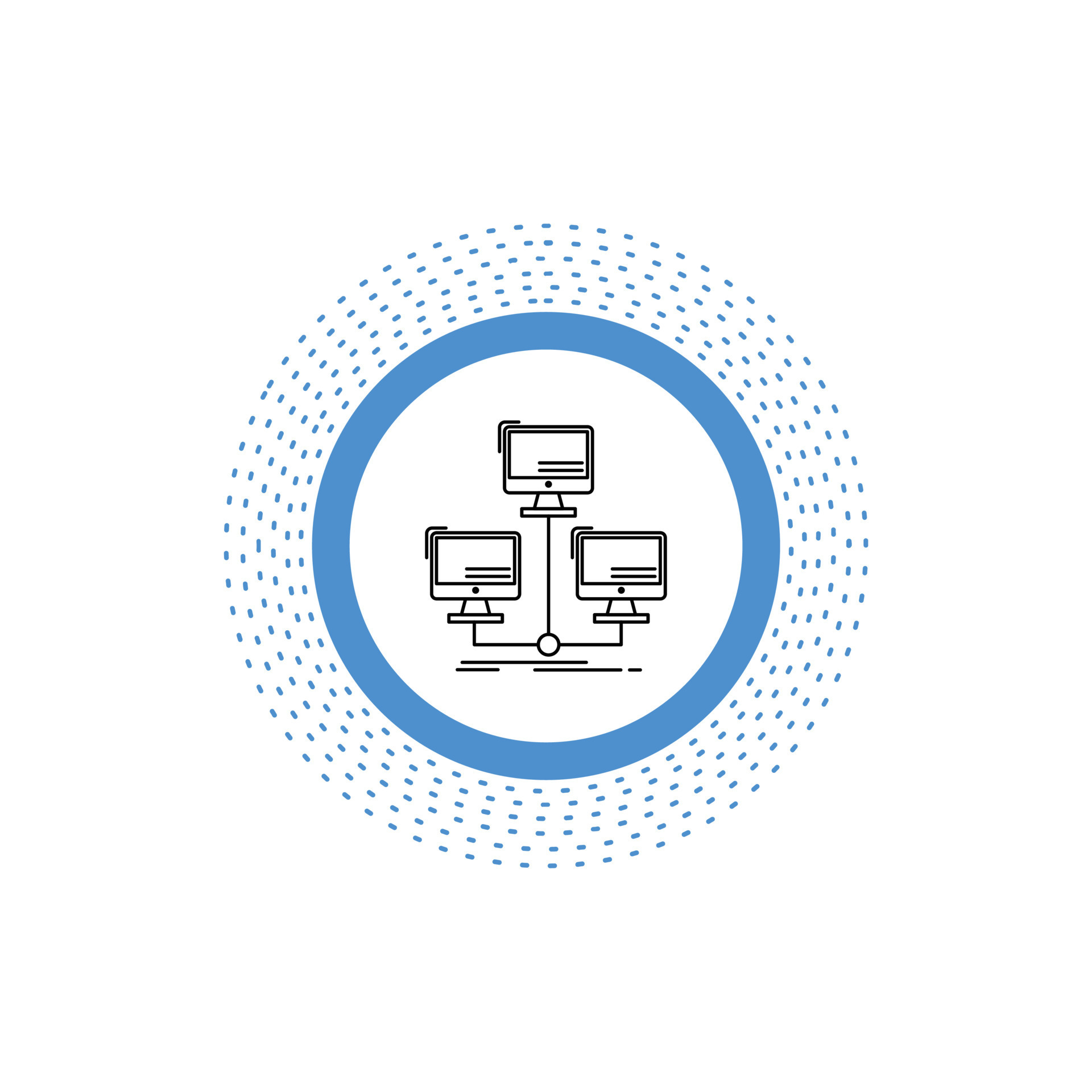 Database Distributed Connection Network Computer Line Icon Vector Isolated Illustration