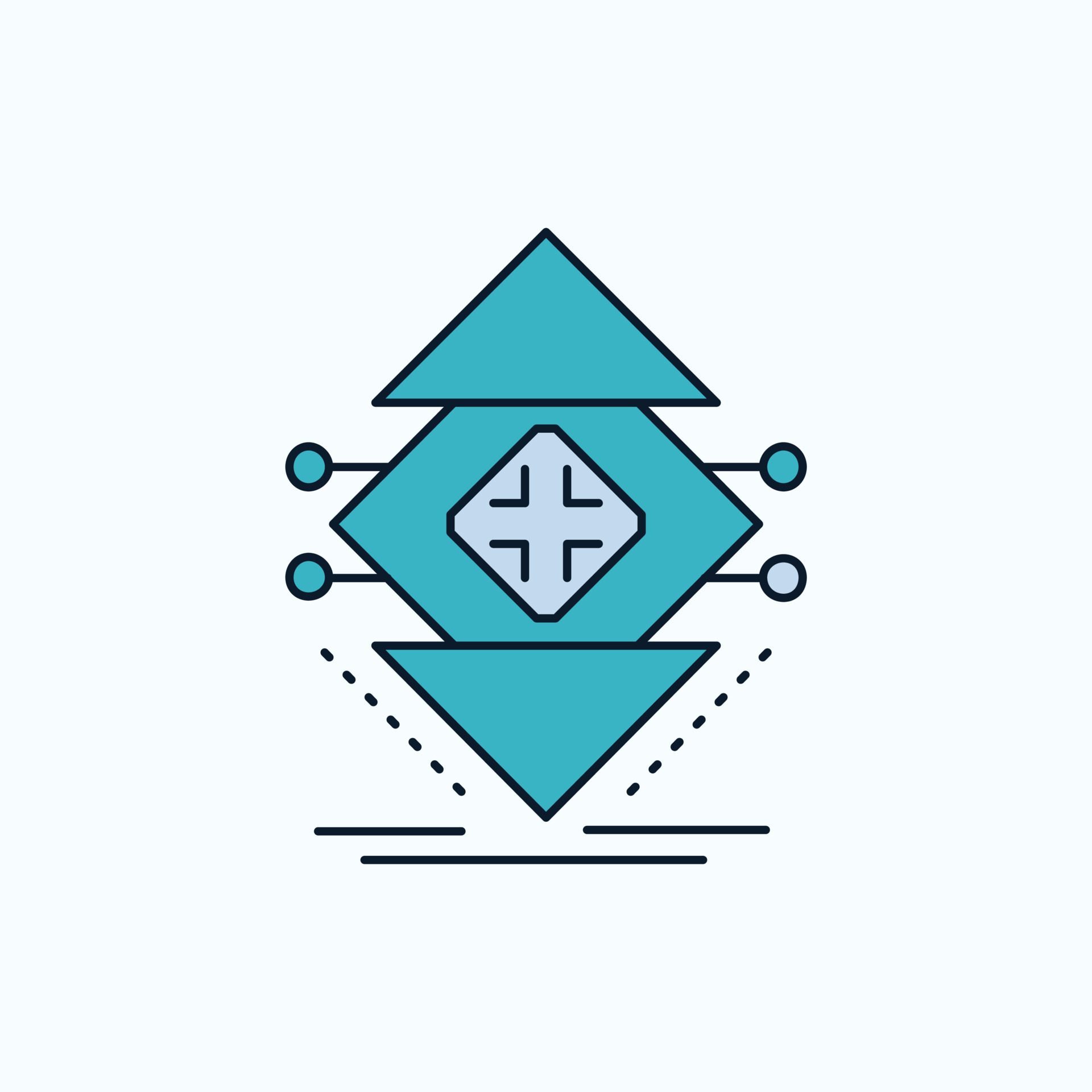 Computing Data Infrastructure Science Structure Flat Icon Green And Yellow Sign And Symbols